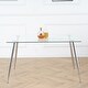 Modern Kitchen Glass dining table 51" Rectangular Glass Table top,Clear Dining Table Metal Legs ...